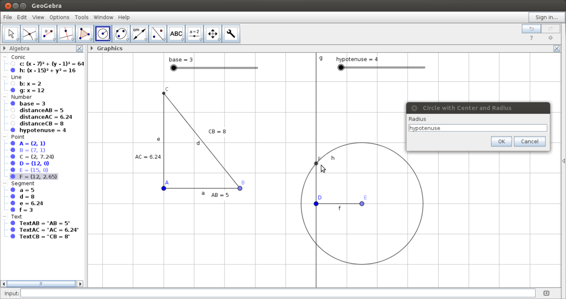 Learn creating a construction with Geogebra - Open Educational Resources