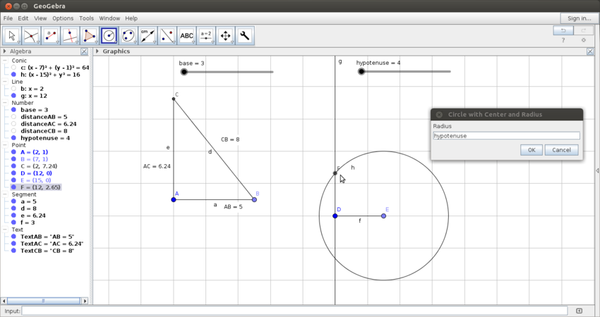 Learn creating a construction with Geogebra - Open Educational Resources